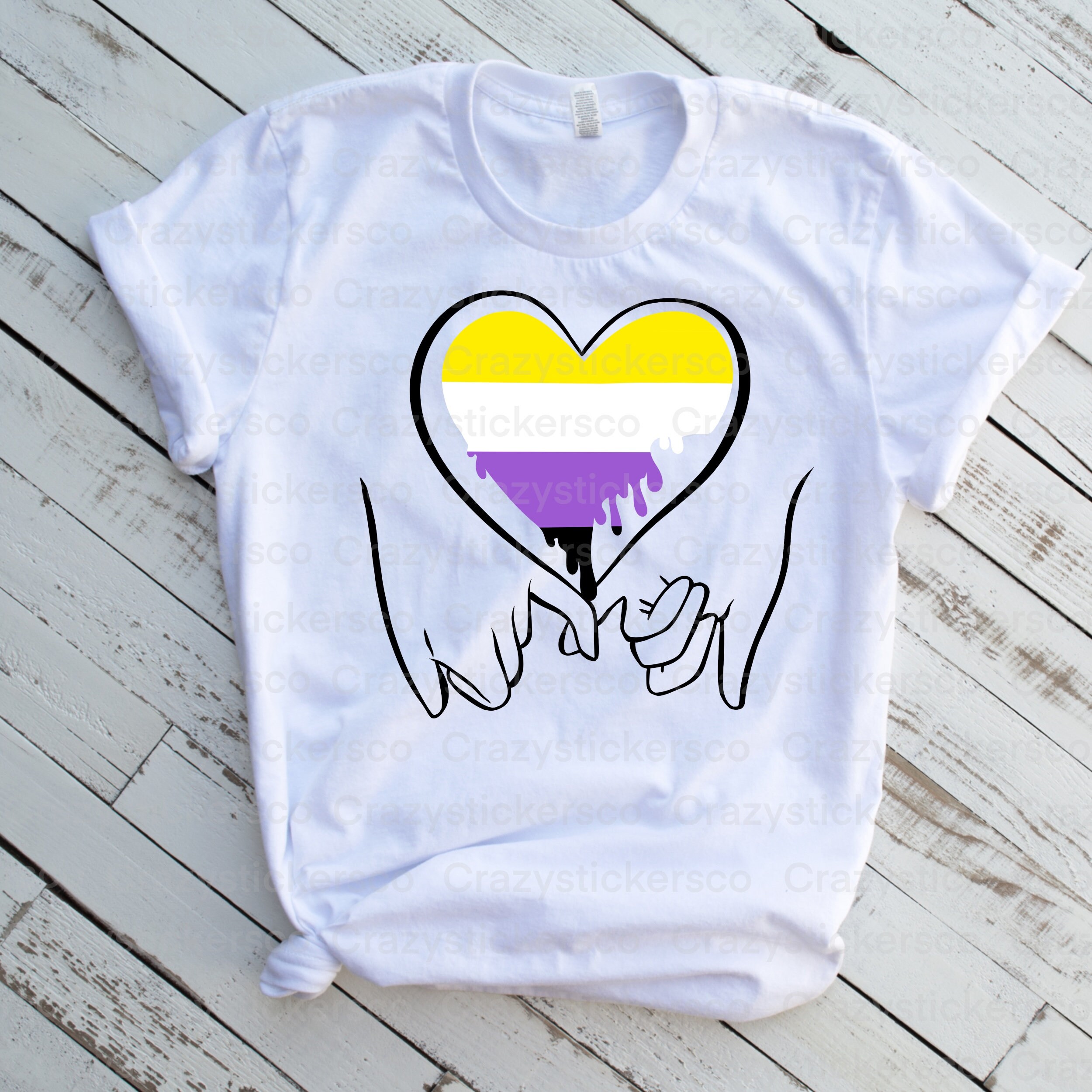 LGBTQ Non Binary Pride Flag Svg , LGBTQ PNG , Non Binary Pride Flag Cut File , Holding Hands ...