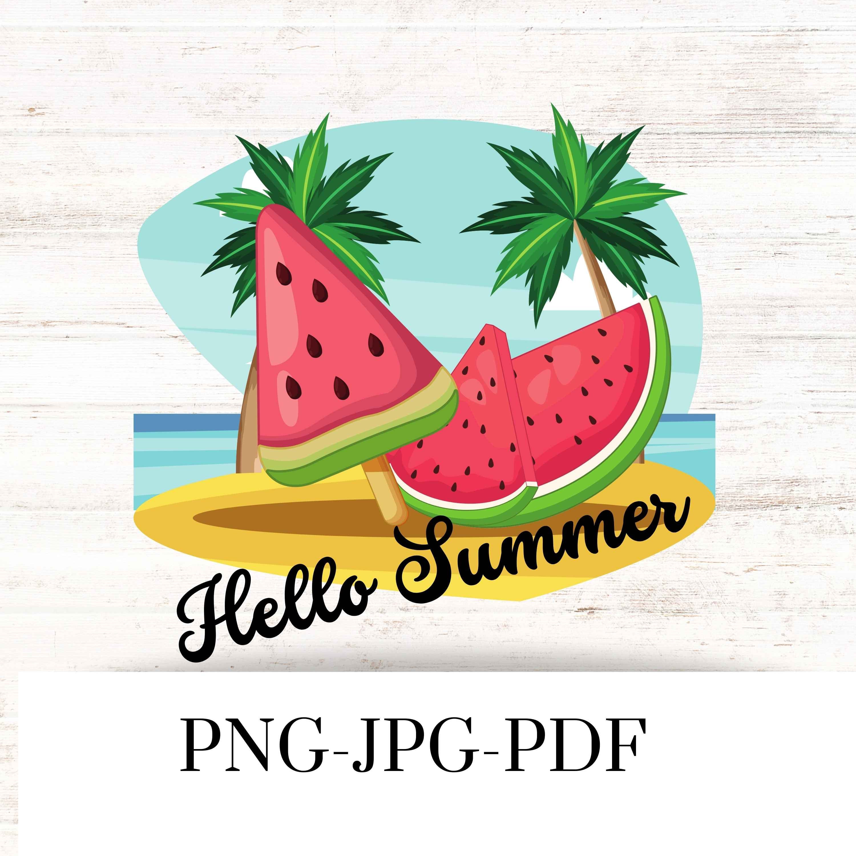 Hello Summer Watermelon PNG Hello Summer Clipart Hello - Etsy