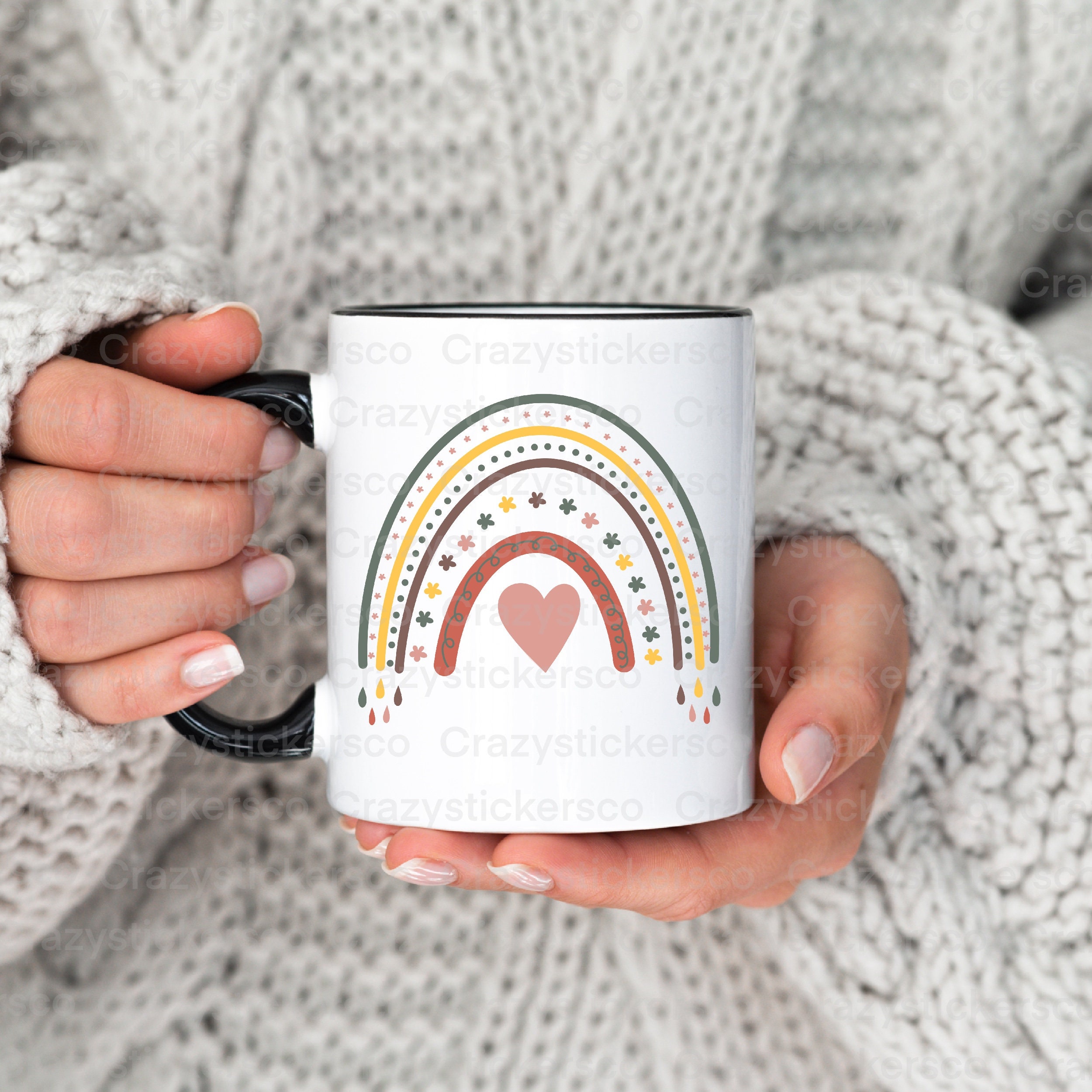 Boho Rainbow Heart PNG , Boho Rainbow With Heart and Drops PNG ...