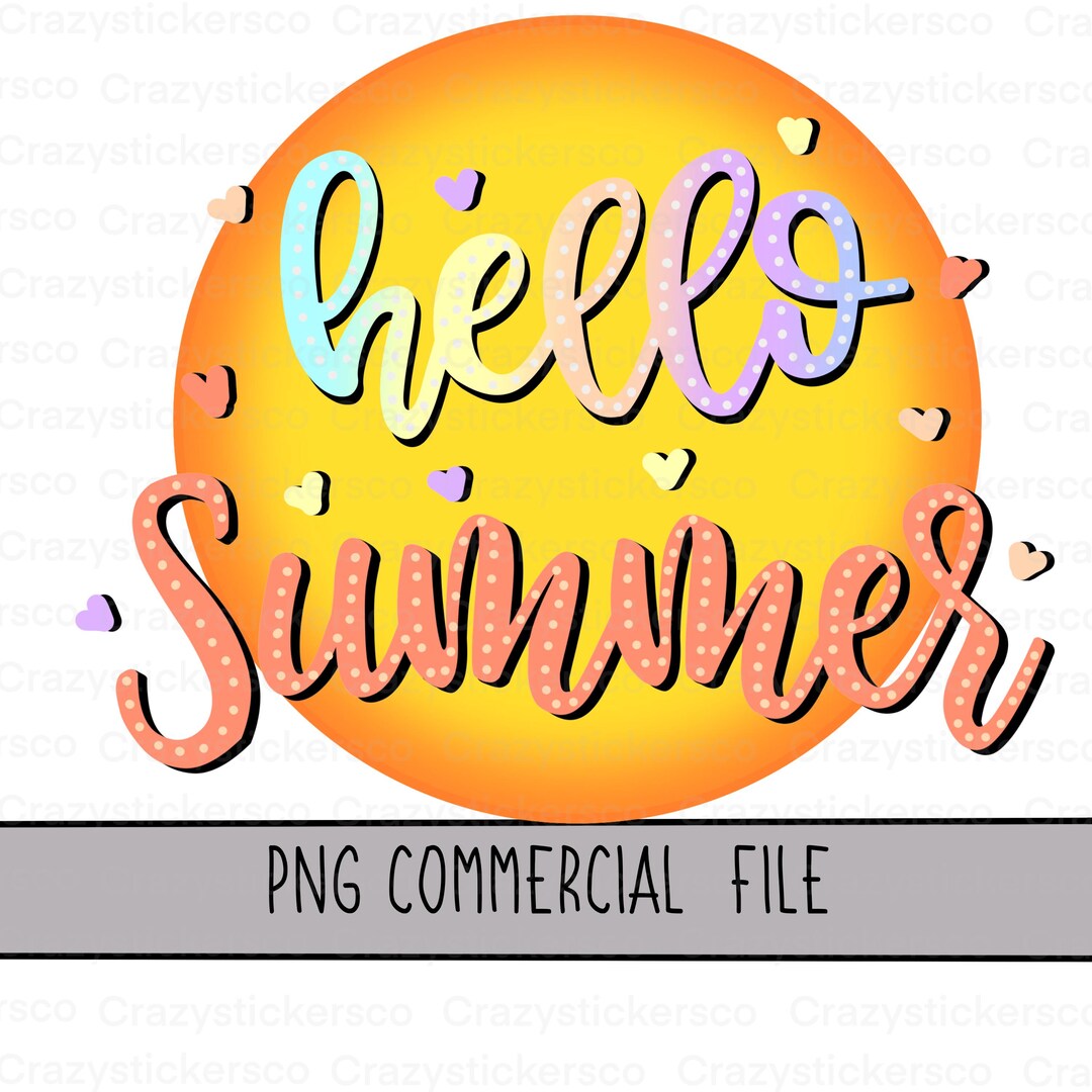 Hello Summer PNG , Summer Sun Clipart , Summer Sun Sublimation Design ...