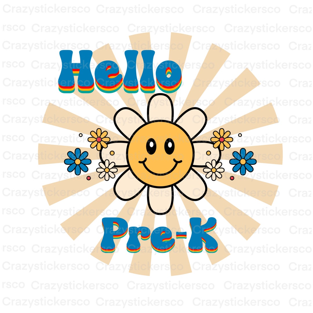 Hello Pre-k Retro PNG Sublimation , Retro School Commercial PNG File - Etsy