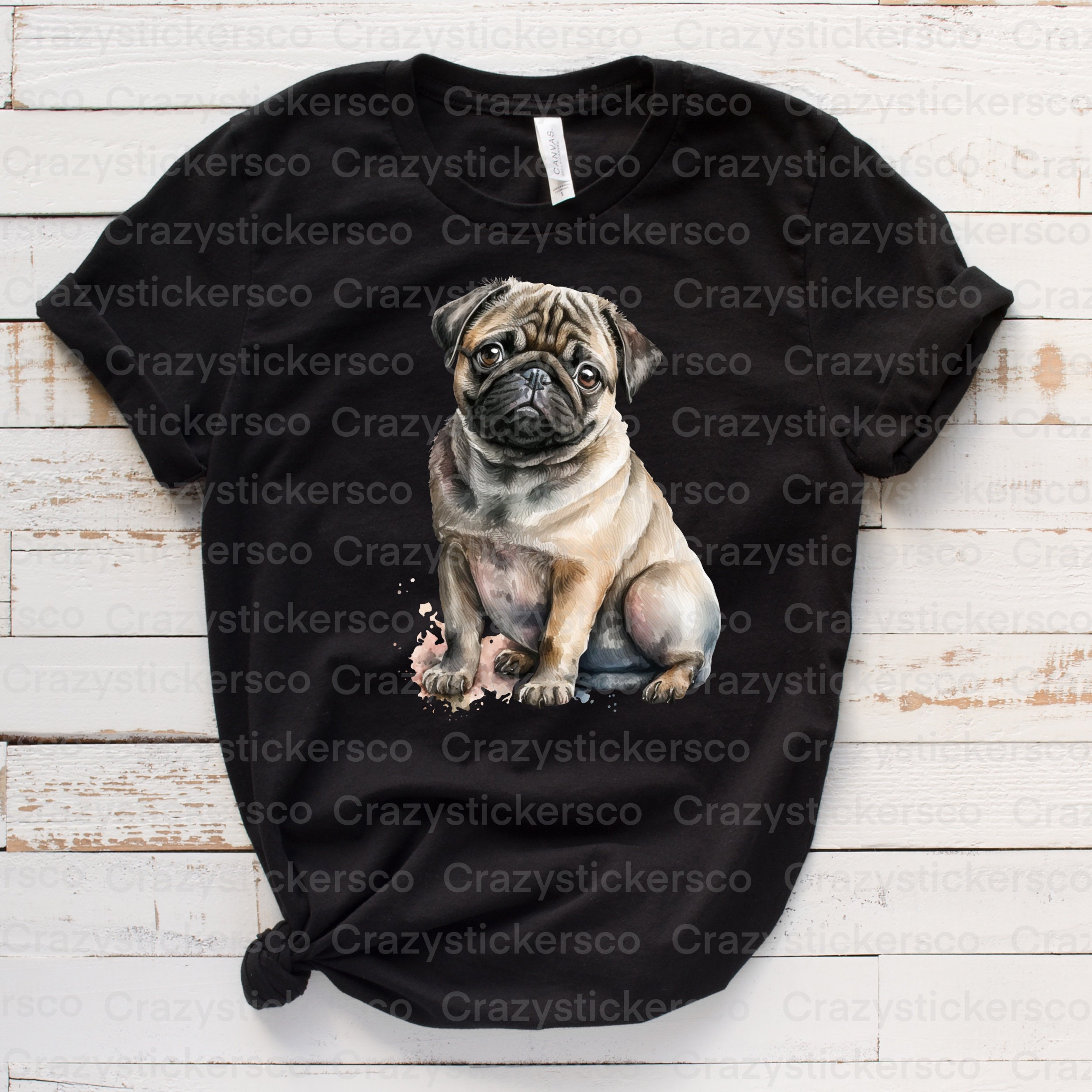 Pug Dog Watercolour PNG Graphic , Pug PNG , Cute Pug Watercolour ...