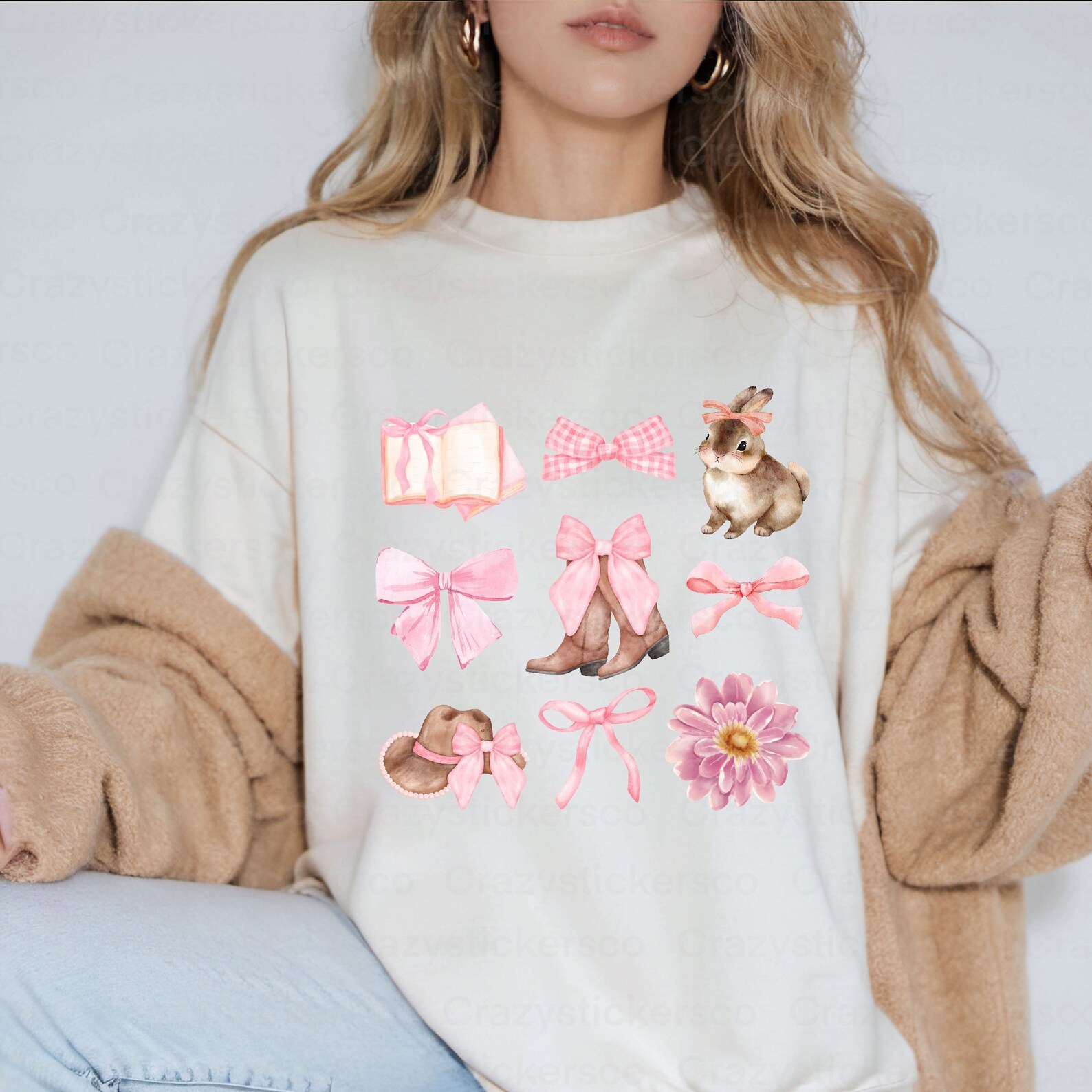 Coquette Pink Bows Western PNG , Bow Home Decor , Aesthetic Watercolor ...