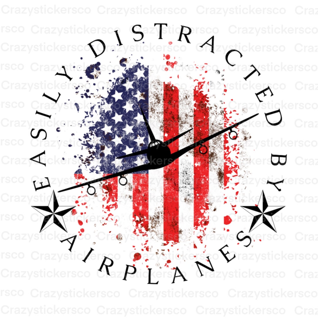 Distracted by Airplanes PNG: American Flag, Pilot Design (digital ...