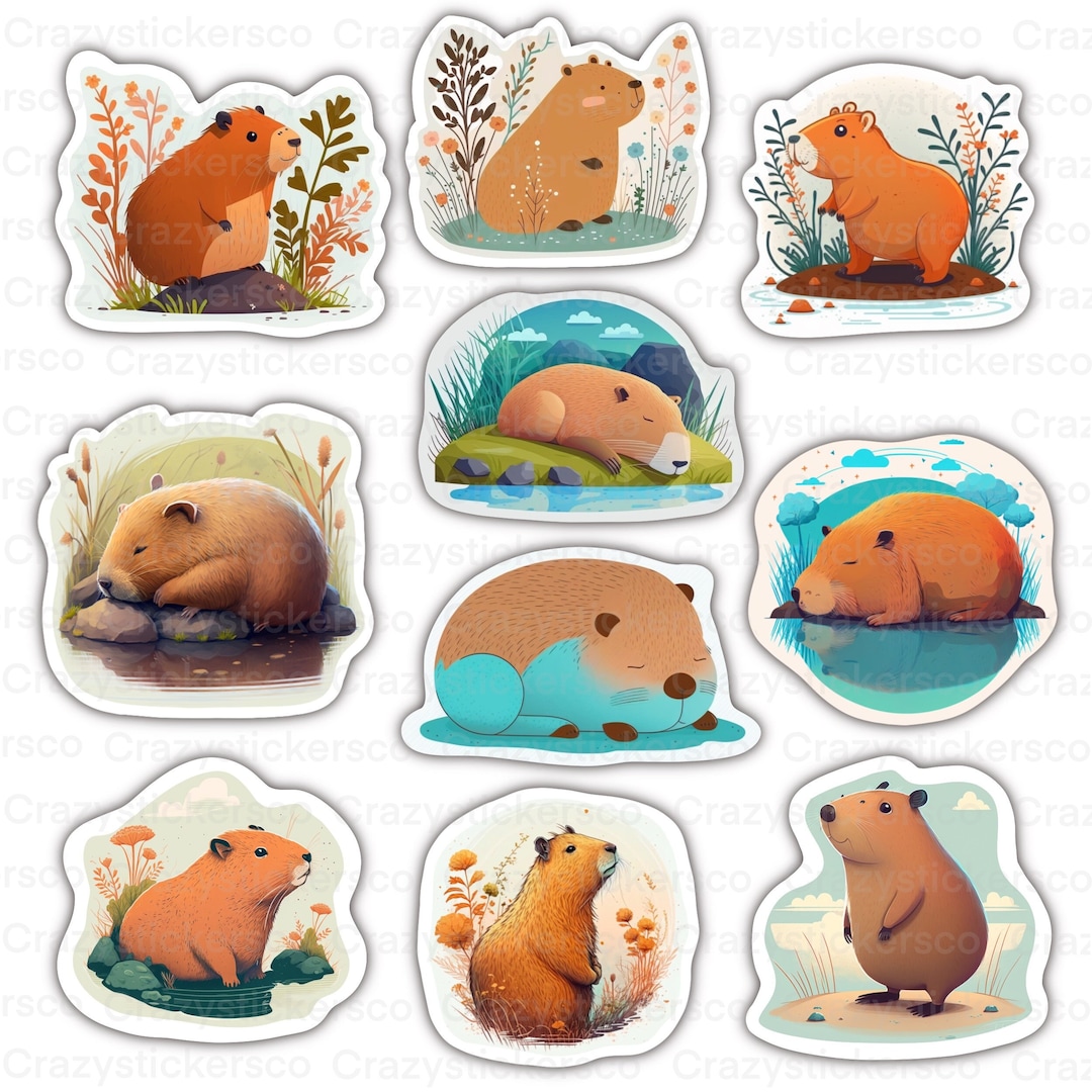 Capybara Stickers PNG Bundle , Capybara PNG Bundle , Capybara Clipart ...