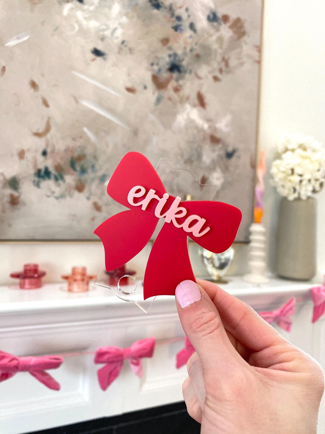 Bow Tumbler Name Plate - Valentines Stanley Name Tag - Valentines Gifts ...