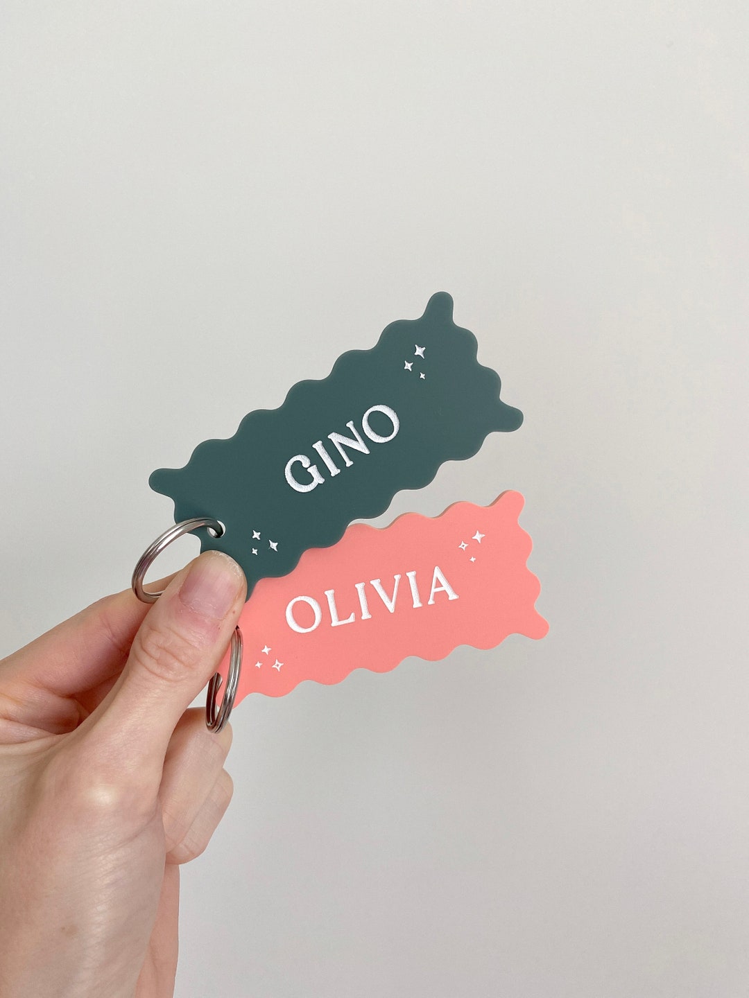 Personalized Wavy Acrylic Name Tag: Engraved Keychain - Etsy