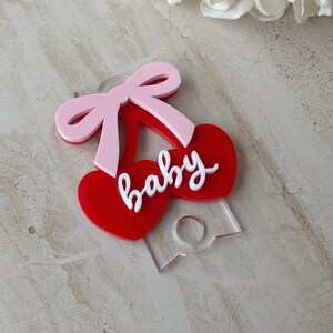 Cherry Tumbler Name Plate: Coquette Bow, Personalized Stanley Topper - Etsy