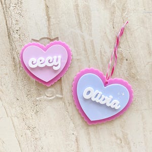 Scallop Heart Tag - Personalized Valentines Name Tag - Valentines Gift ...