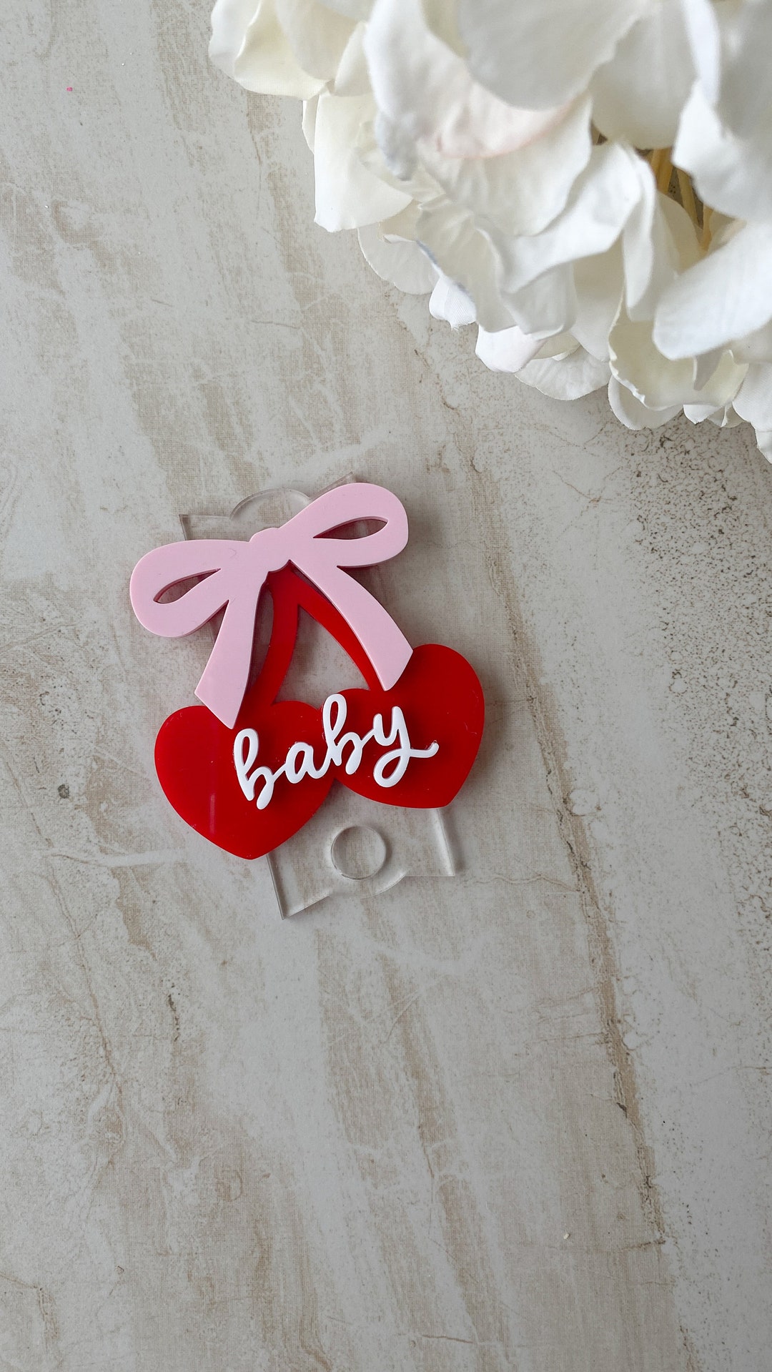 Cherry Tumbler Name Plate: Coquette Bow, Personalized Stanley Topper - Etsy