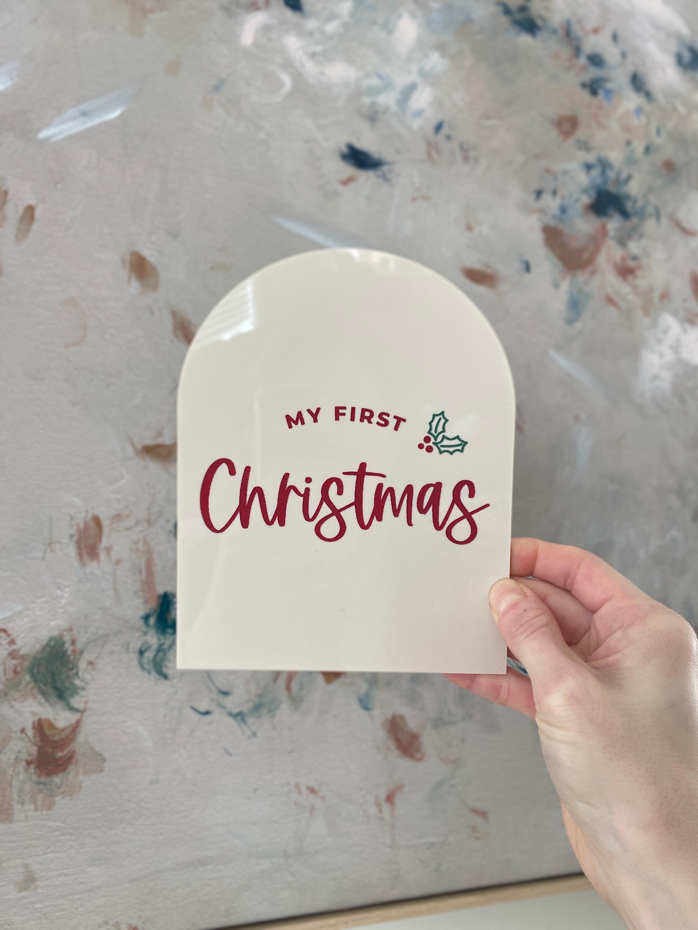 Baby's First Christmas Sign: Engraved Acrylic Photo Prop - Etsy