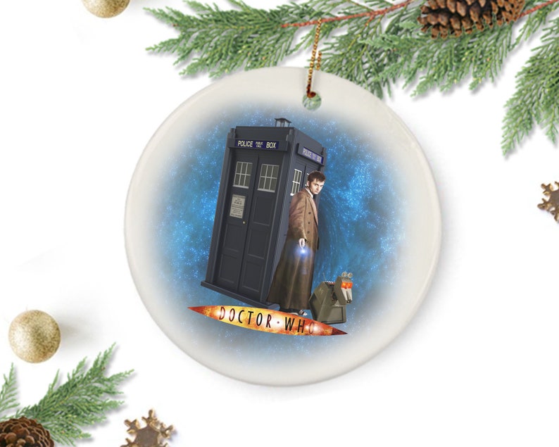 Doctor Who Christmas Ornament: David Tennant, Tardis & K9 Ceramic ...