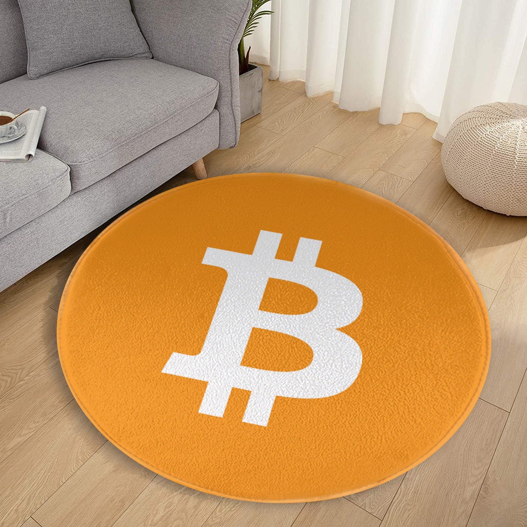Bitcoin Cryptocurrency Round Rug, Crypto Coin BTC Logo Round Floor Mat ...