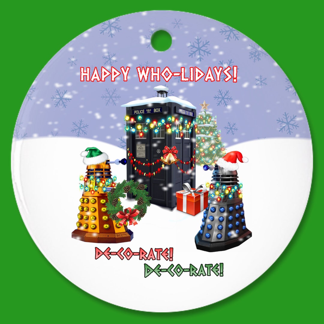 Happy Who-lidays Daleks Decorate the Tardis Christmas Ornament - Etsy