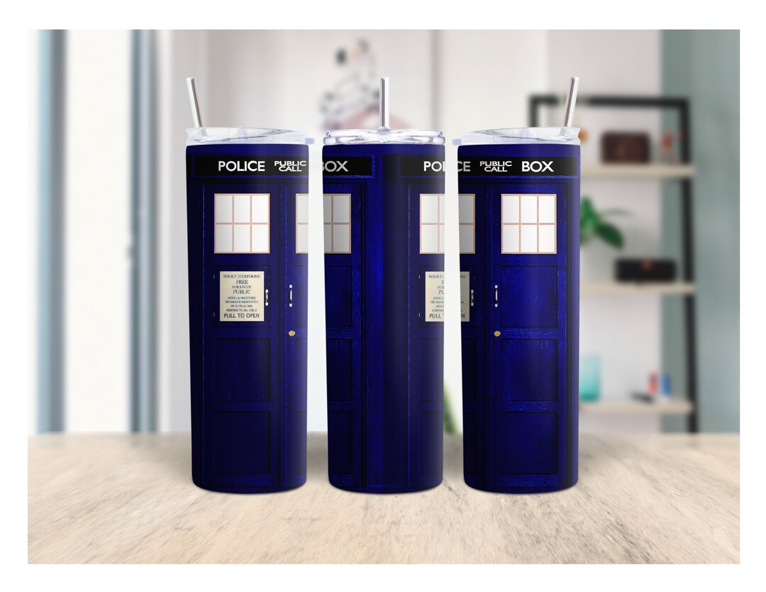 Doctor Who Tardis 20oz Skinny Steel Tumbler With Splash-proof Slide Lid ...