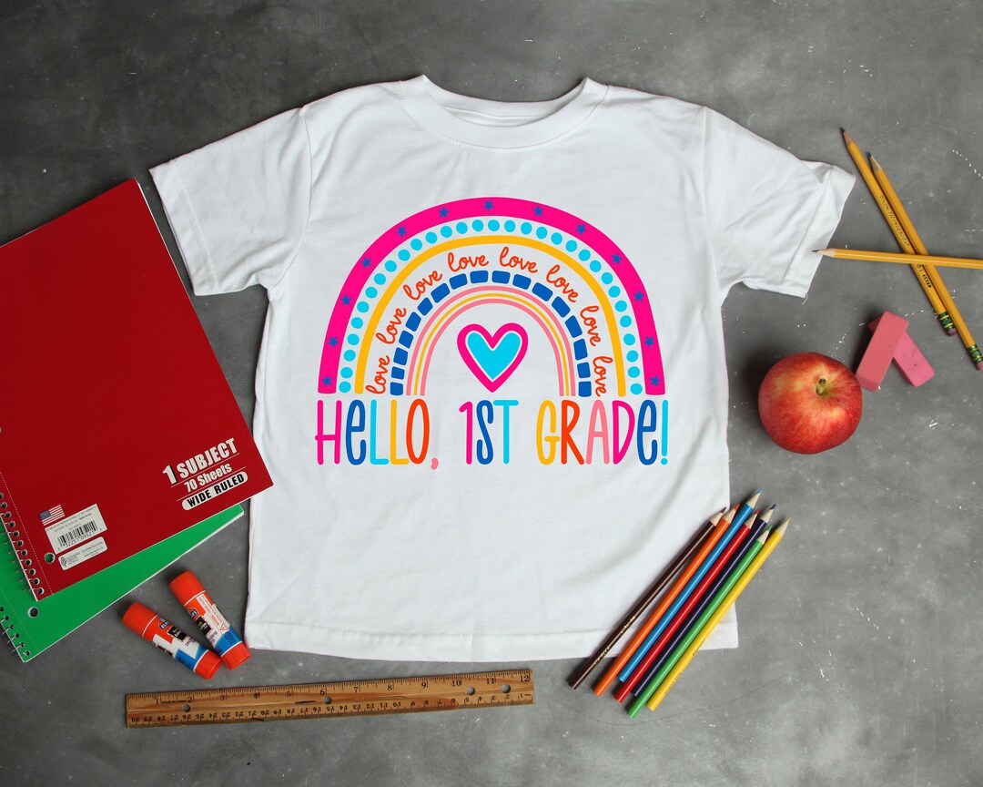Hello First Grade Shirt, Kindergarten Rainbow Shirt, Back to School ...
