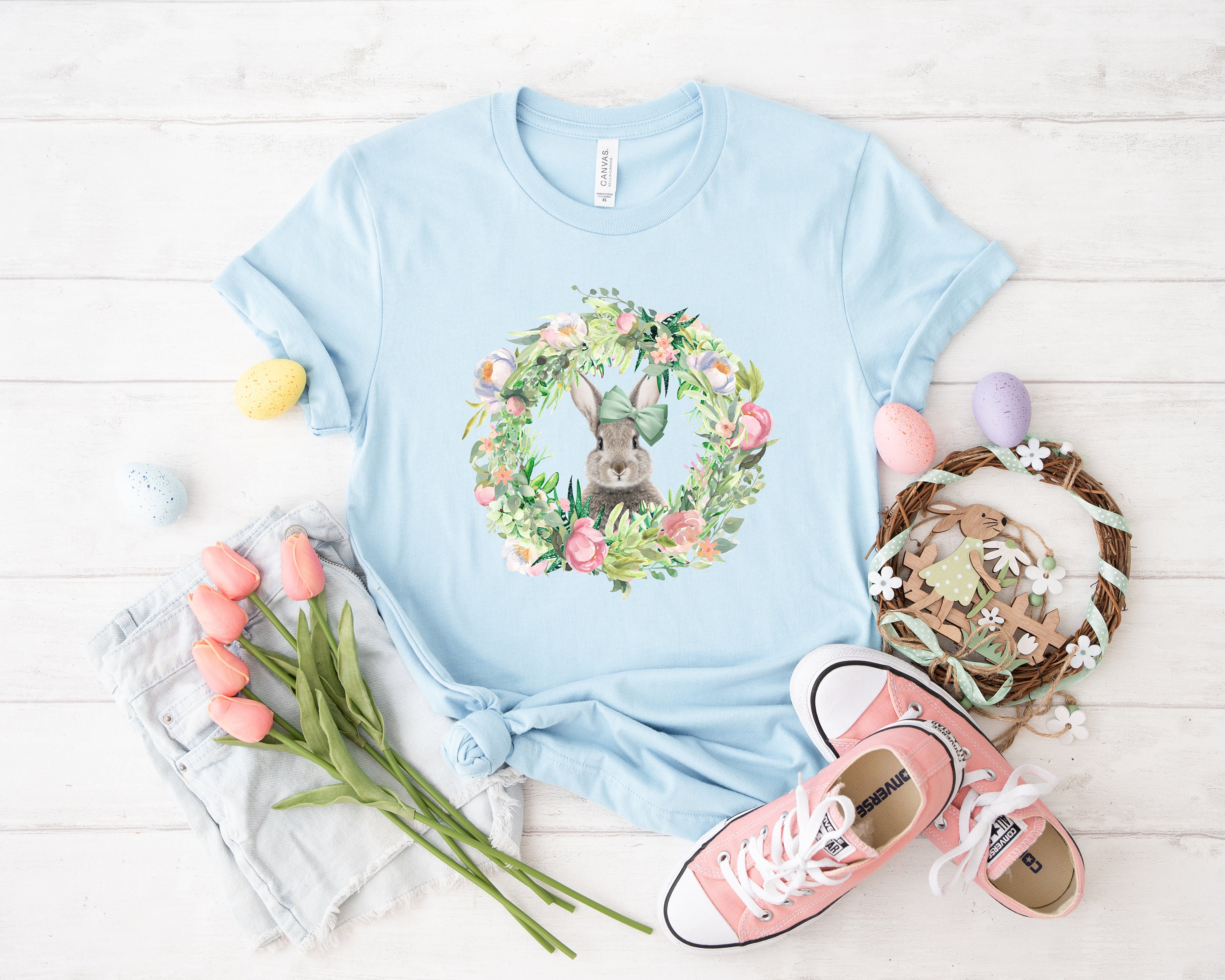 Easter Shirt For Women, Easter Bunny Shirt, Flower Easter Shirt, Happy ...