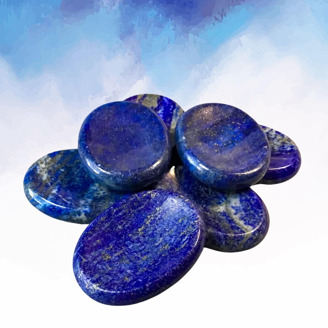 LAPIS LAZULI Worry Stone, Calming and Anxiety Relief Stone, Thumb Stone ...