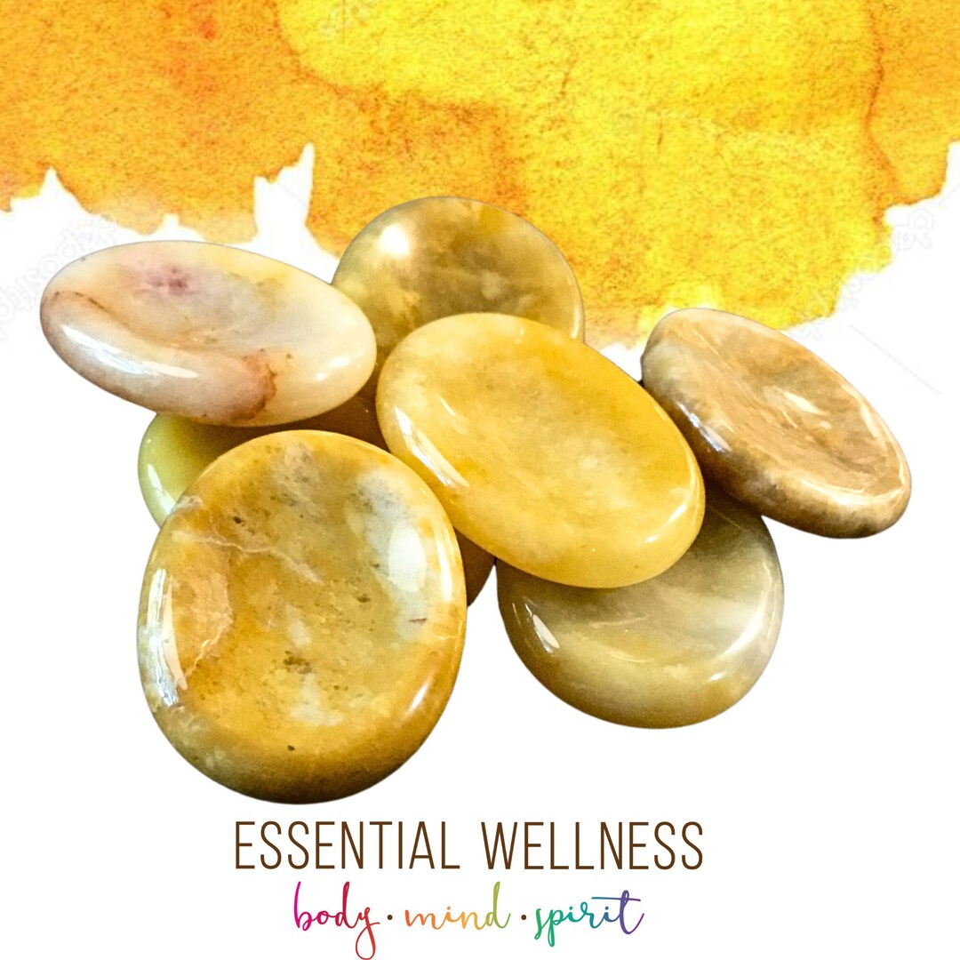YELLOW JADE Worry Stone, Calming Stone, Anxiety Stone, Thumb Stone ...
