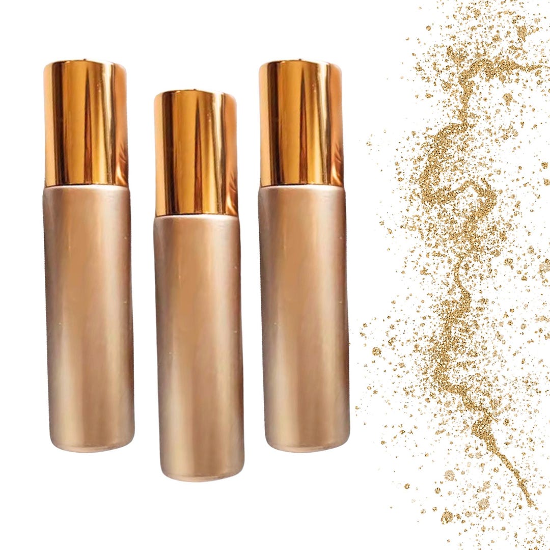 GLIMMER GOLD Roller Bottles With Shiny Gold Cap - One or Sets - 10 Ml ...