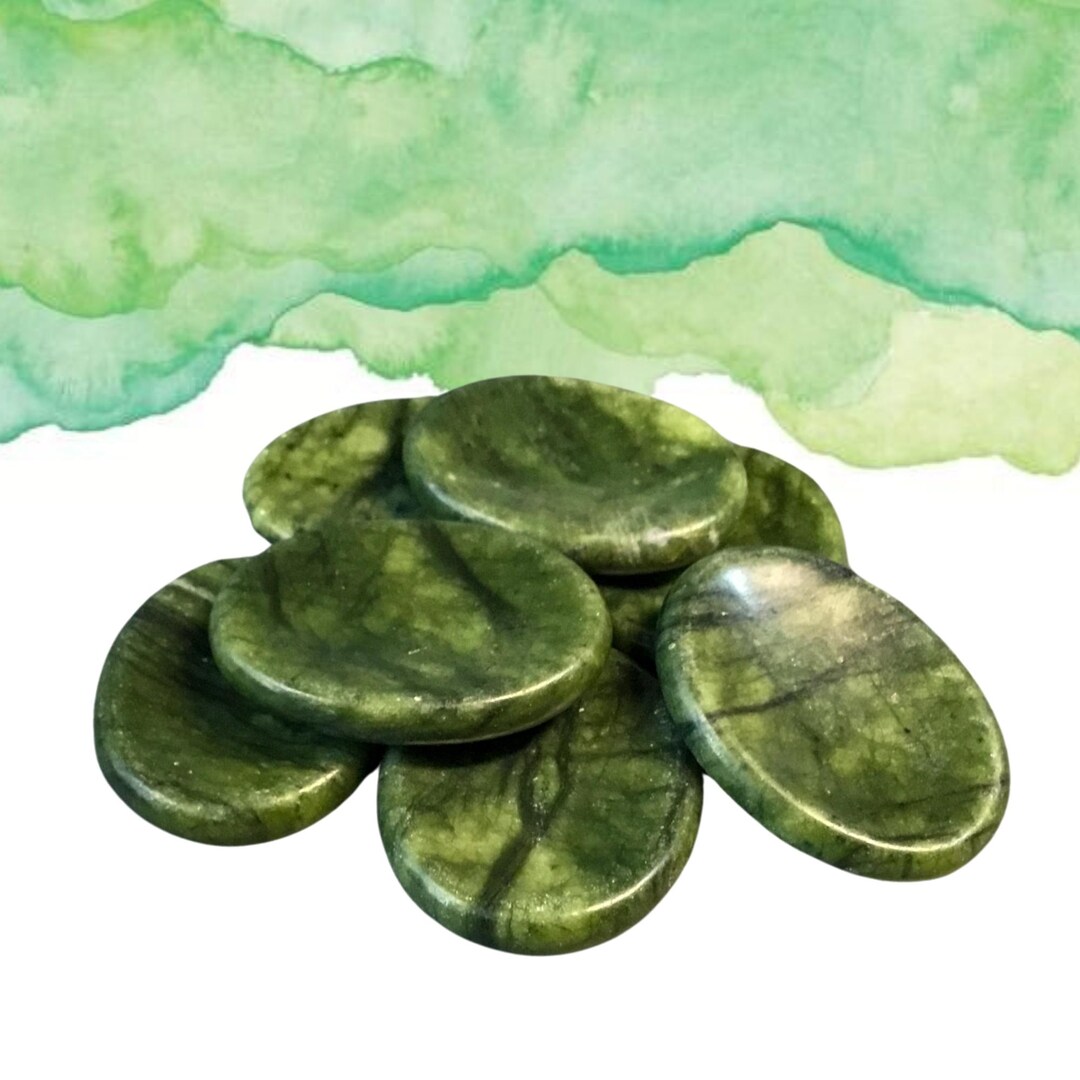 GREEN JADE Worry Stone, Calming and Anxiety Relief Stone, Thumb Stone ...