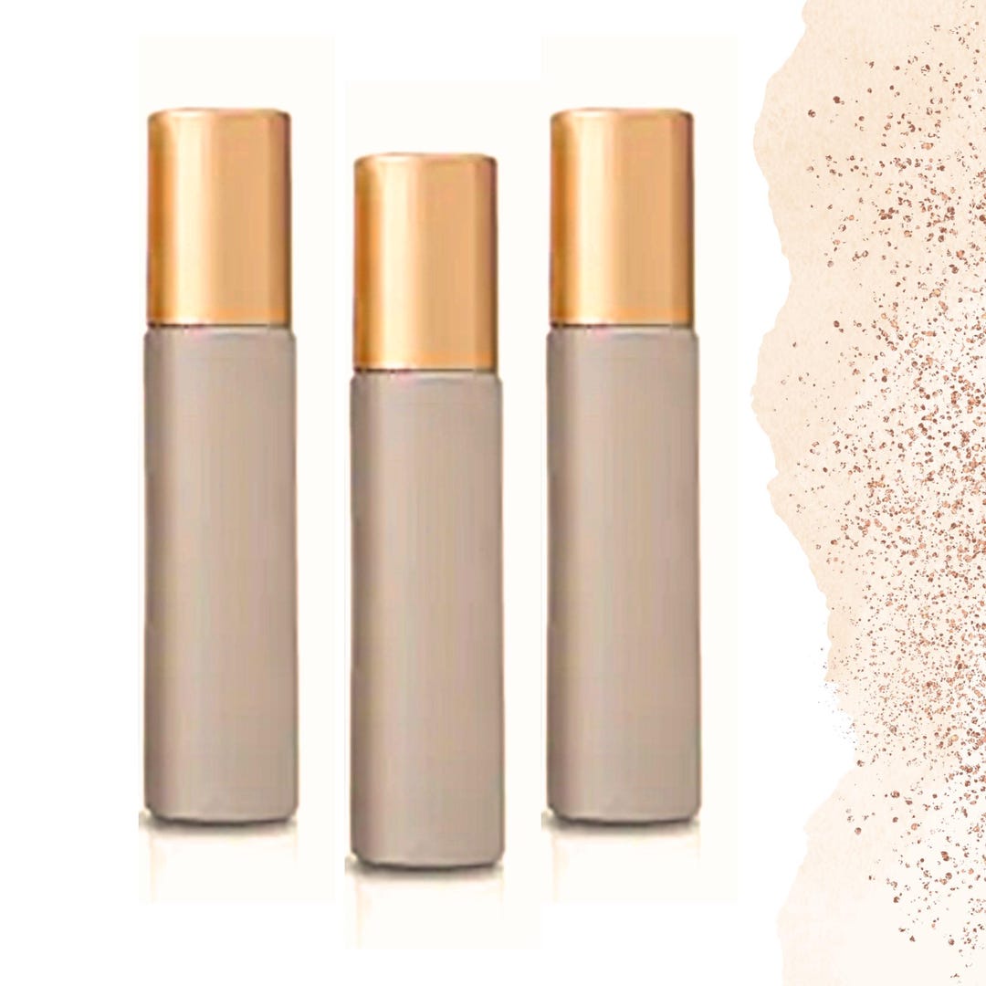 Beach Sand Tan Glass Roller Bottle • 5ml or 10ml Essential Oil Roller ...