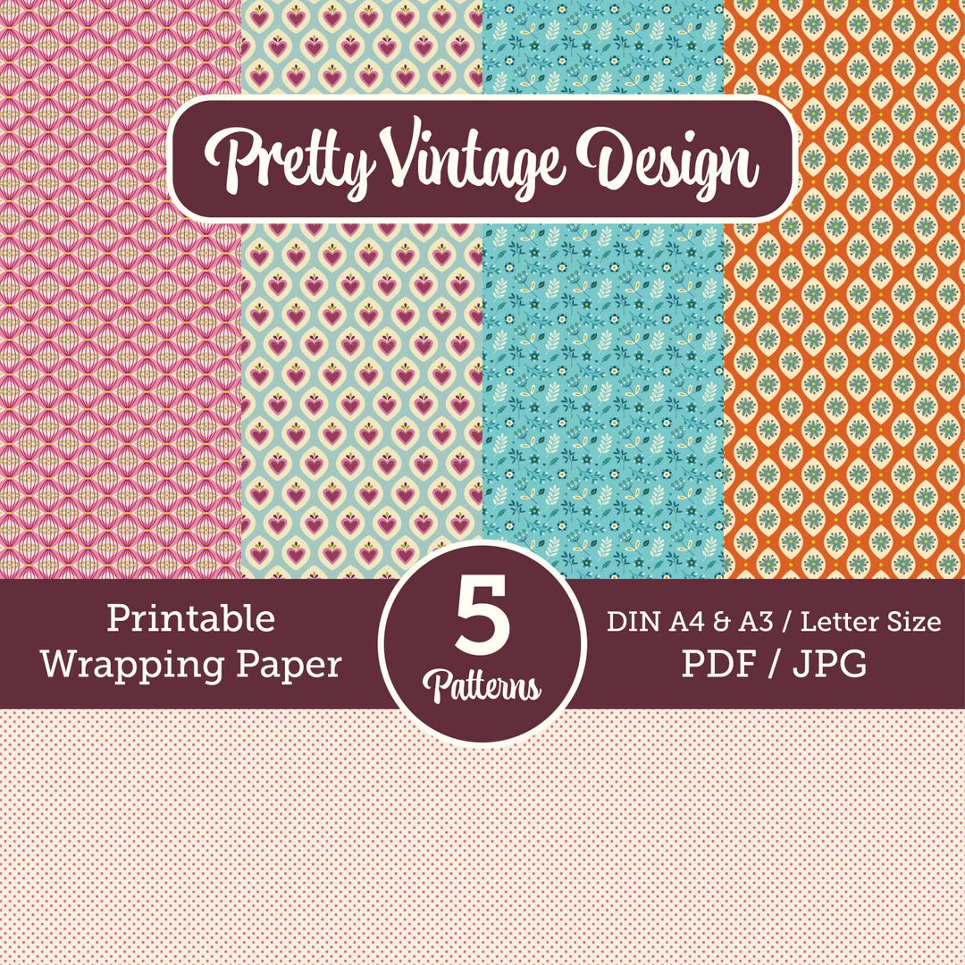 Vintage Wrapping Paper I Instant Download I Din A4, Din A3, Letter Size ...
