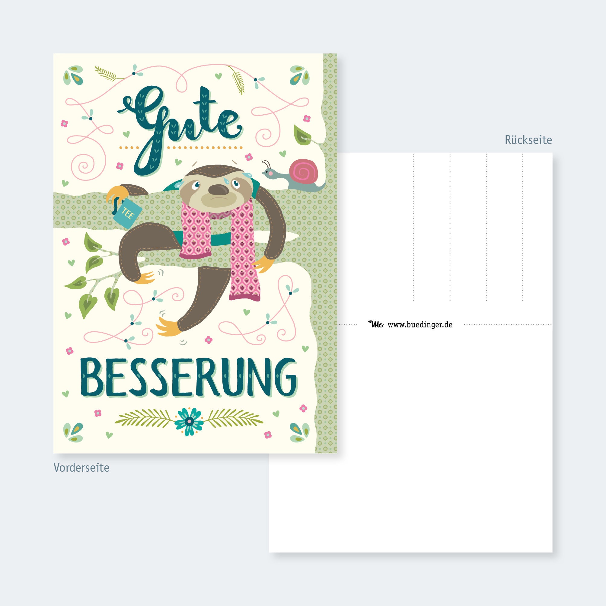 Get Well Soon Sloth Postcard - Etsy UK