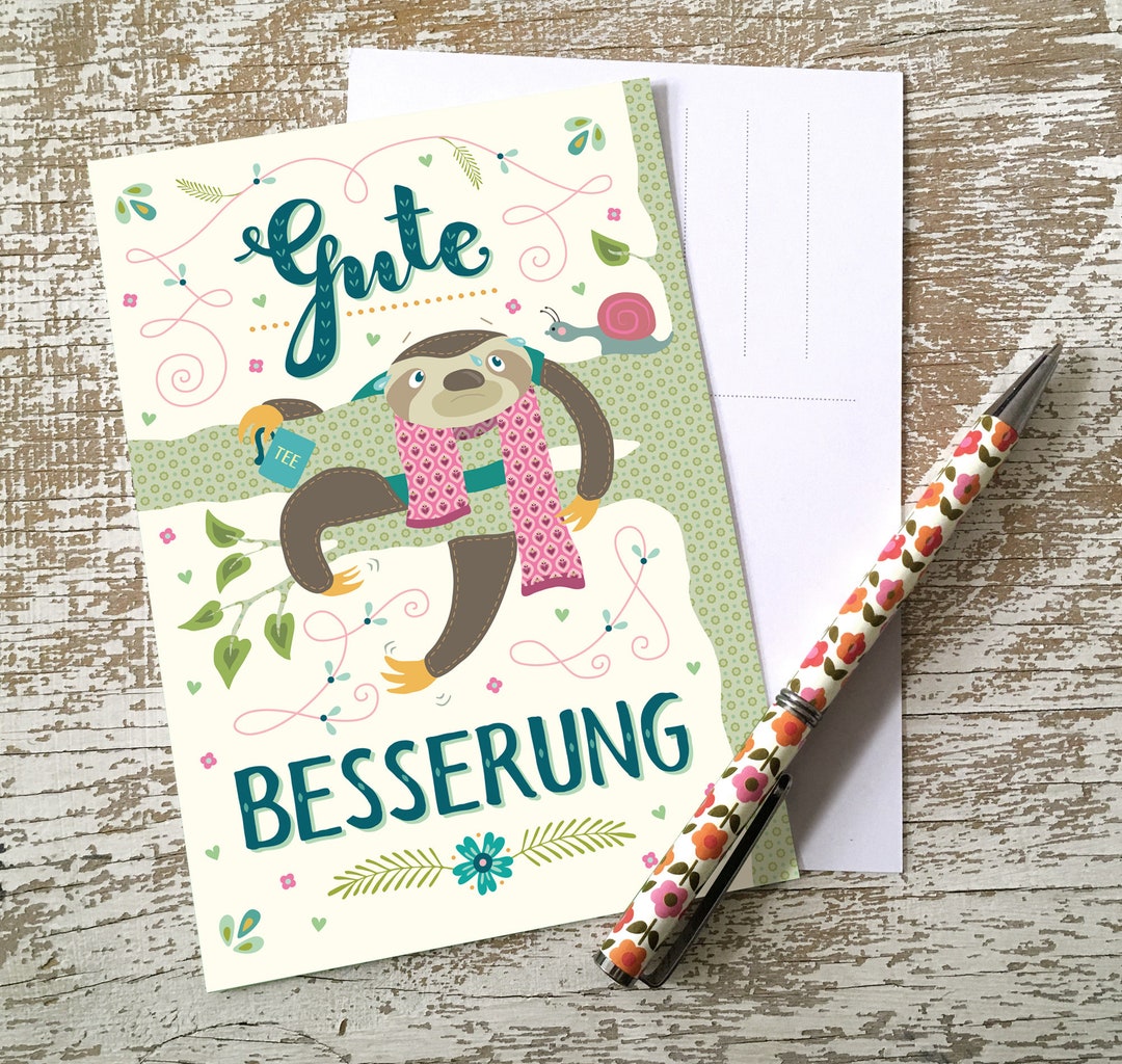 Get Well Soon Sloth Postcard - Etsy UK