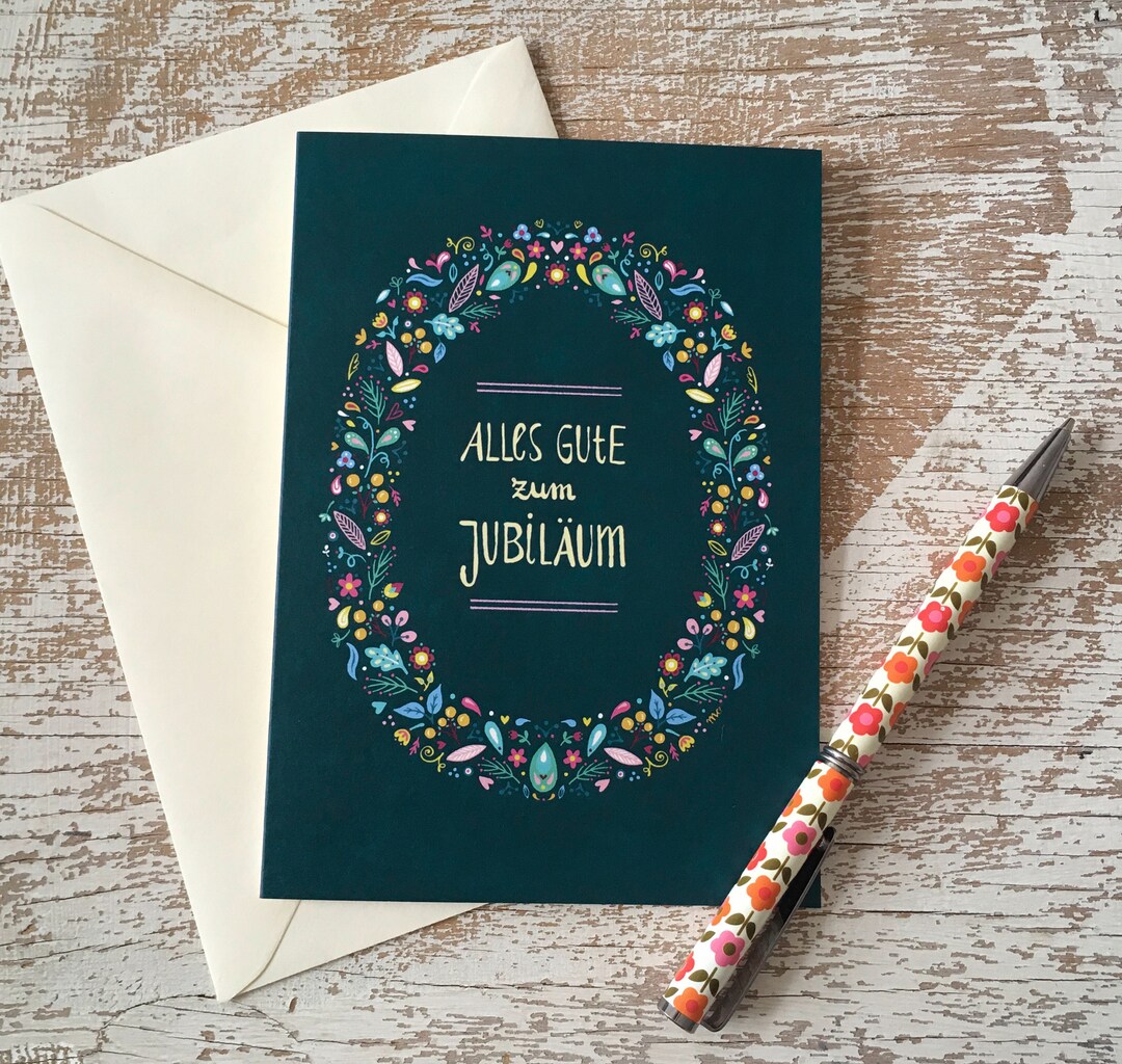 Grußkarte, Jubiläum, Blumenkranz - Etsy.de