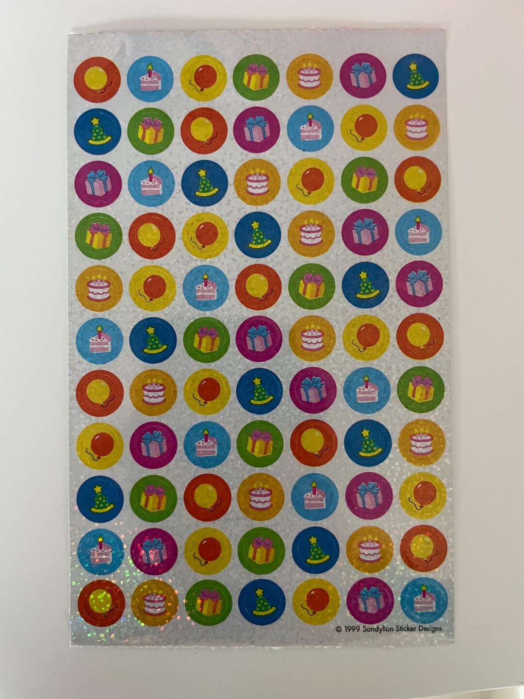 Vintage 1999 Sandylion Sticker Maxis Sheet - Sparkle Birthday Theme - Etsy