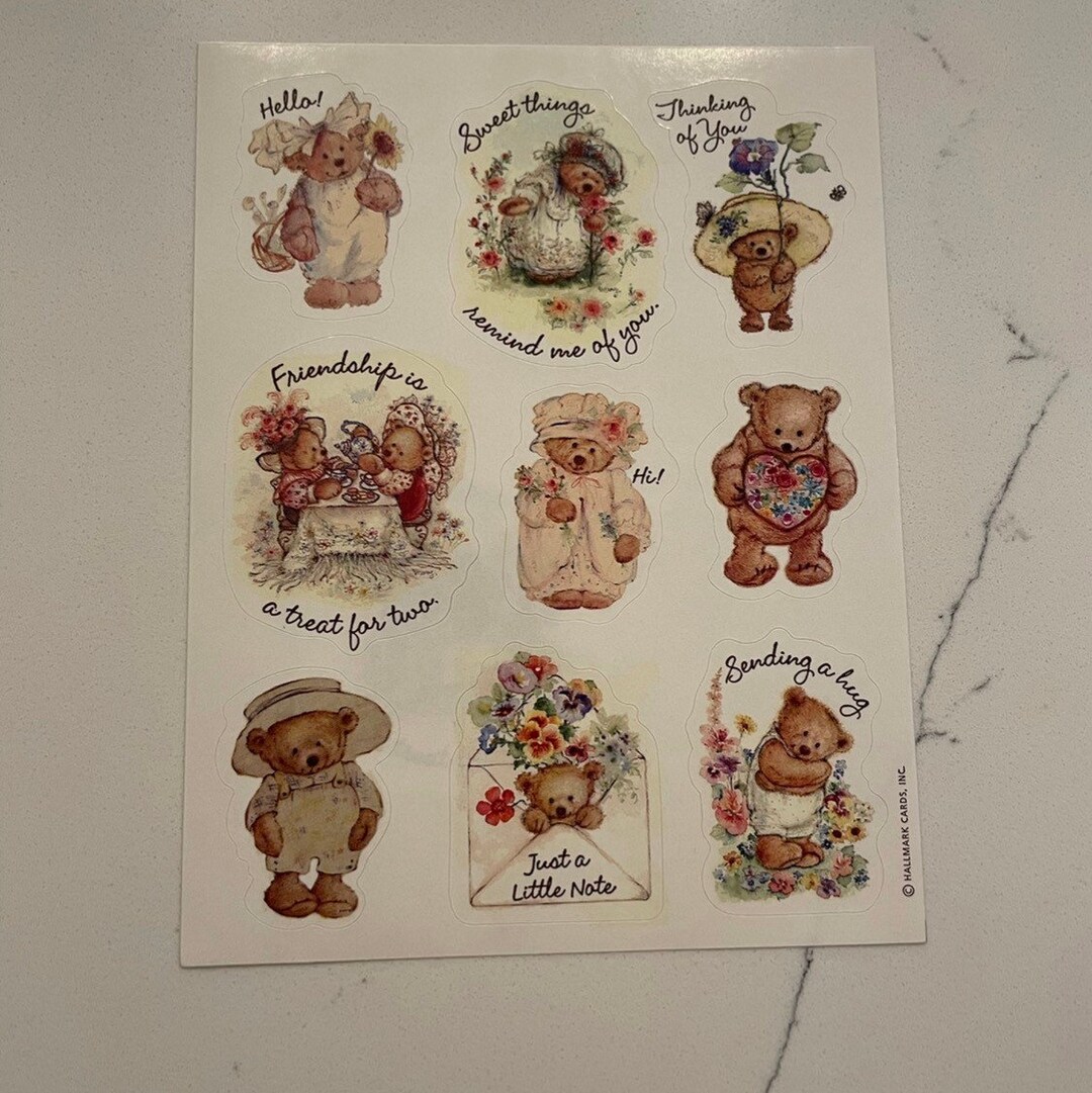 Rare Vintage Bear Stickers Hallmark Sticker Sheet - Etsy