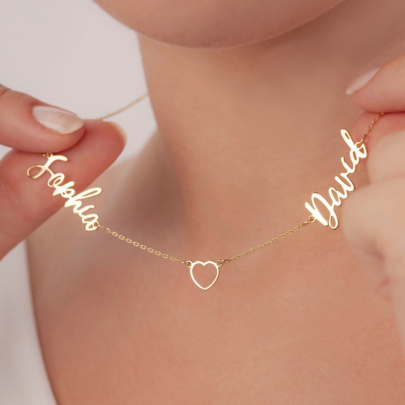 Two Name Necklace - Etsy