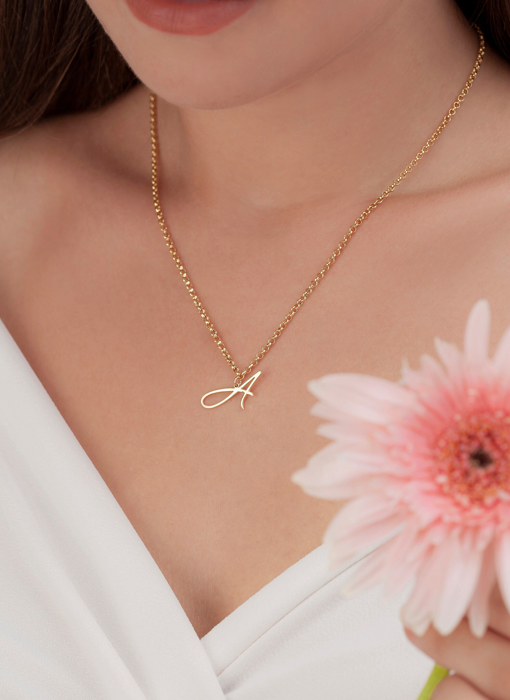 Gold Letter Necklace Personalized Letter Necklace Initial - Etsy