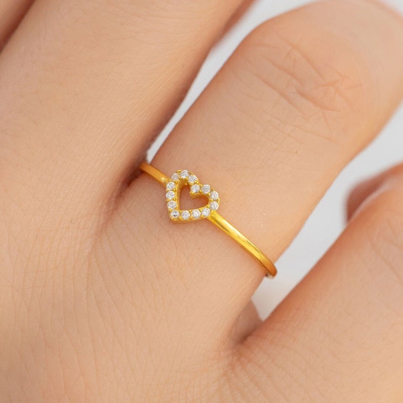 Gold Heart Ring - Etsy