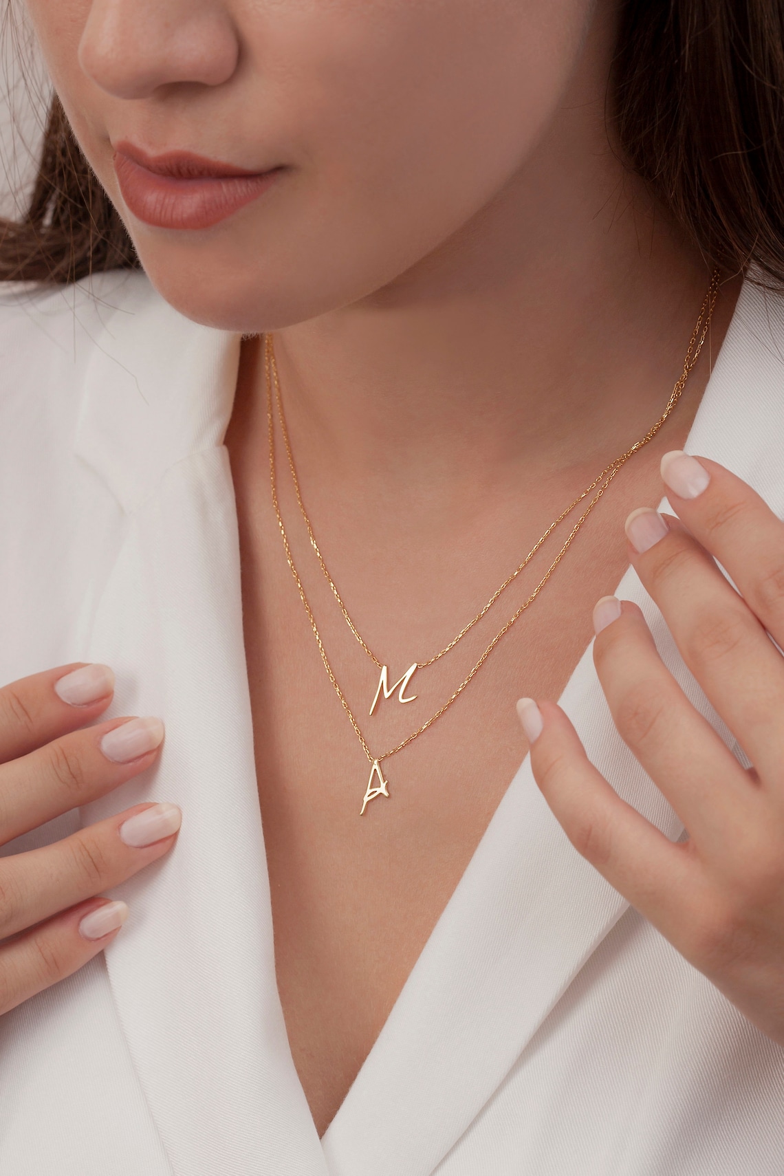 14k Solid Gold Letter Necklace Initial Letter Necklace 14k | Etsy