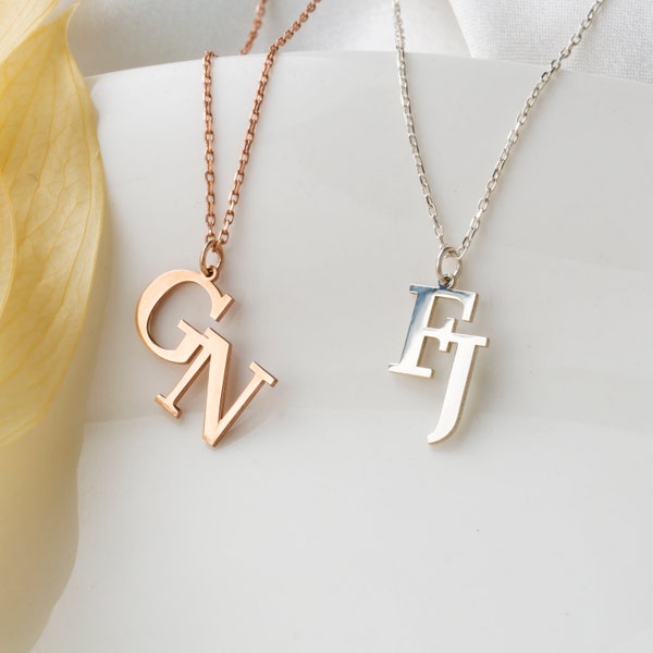 Two Initial Necklace - Etsy