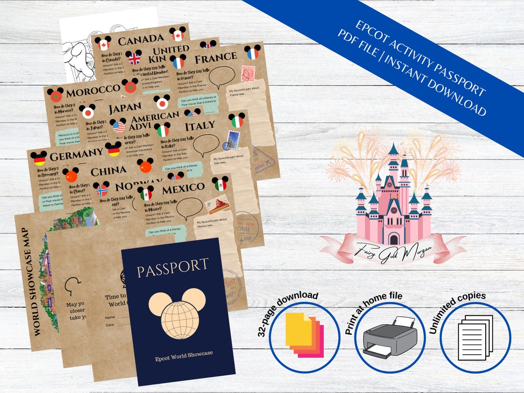 PDF Epcot Activity Passport World Showcase, Perfect for Kids, Digital ...