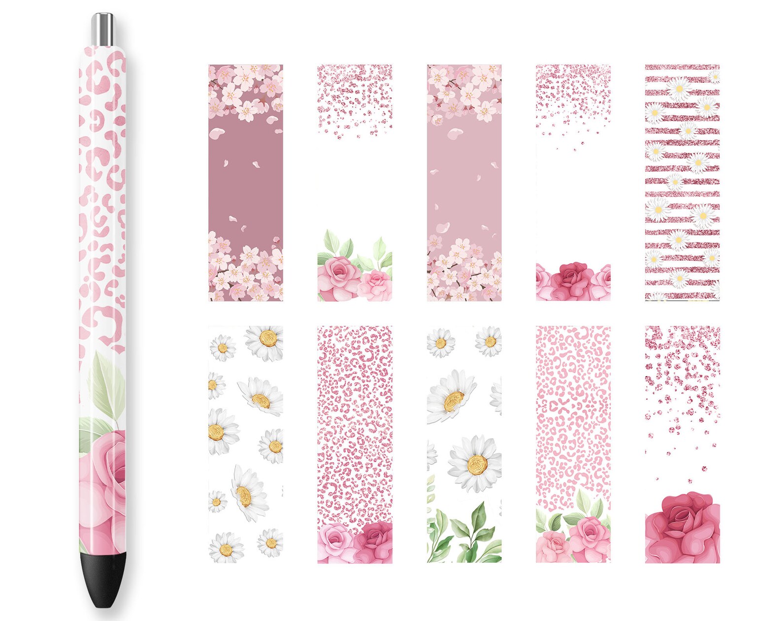Pen Wraps Flower Pen Wraps Pink Pen Wrap Png Floral Pen - Etsy