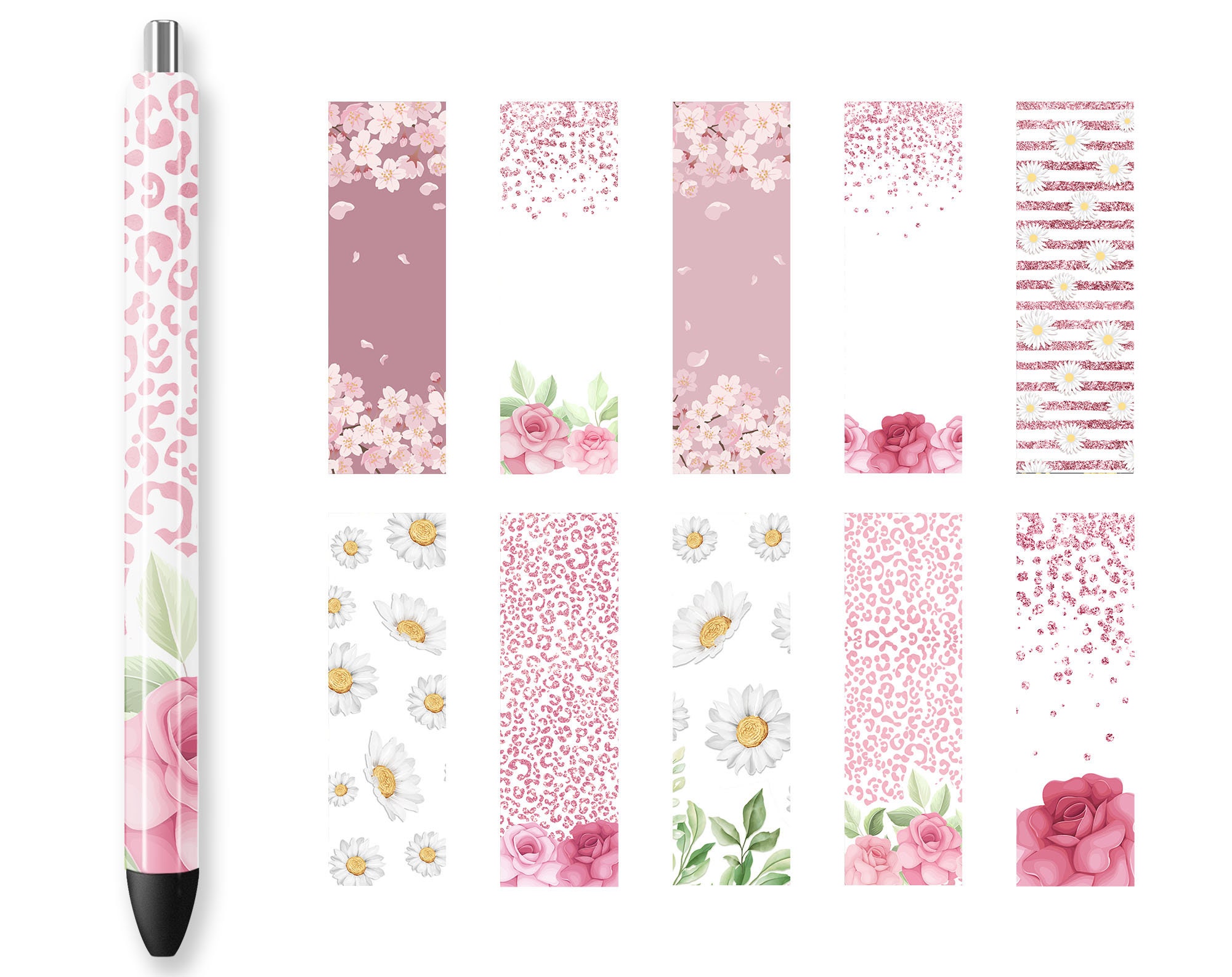 Pen Wraps Flower Pen Wraps Pink Pen Wrap Png Floral Pen - Etsy
