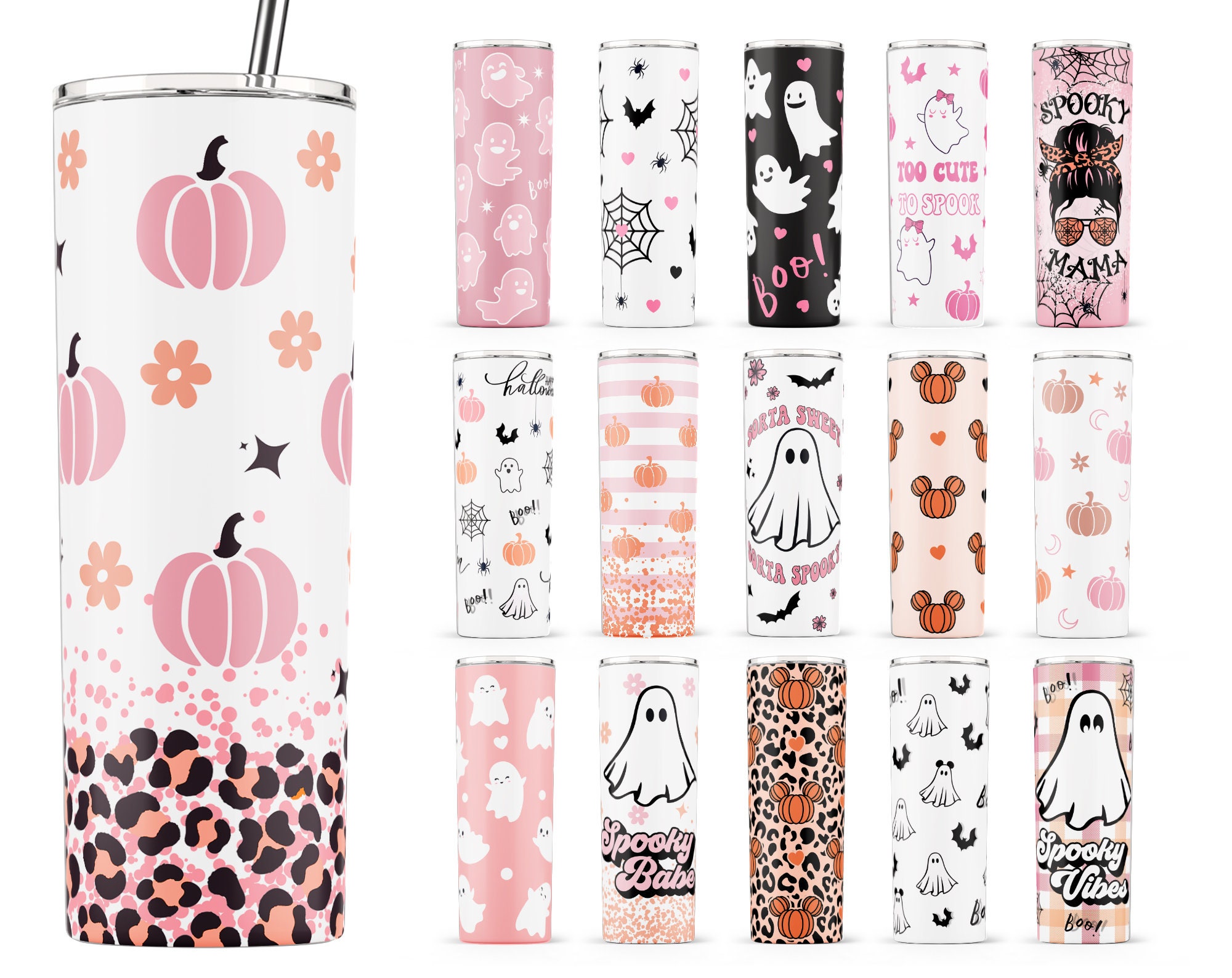 Halloween Tumbler Wrap Cute Halloween Tumbler Png Tumbler - Etsy