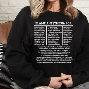 Blame Anesthesia Shirt, Anesthetist Tshirt, Anesthetist Gift ...