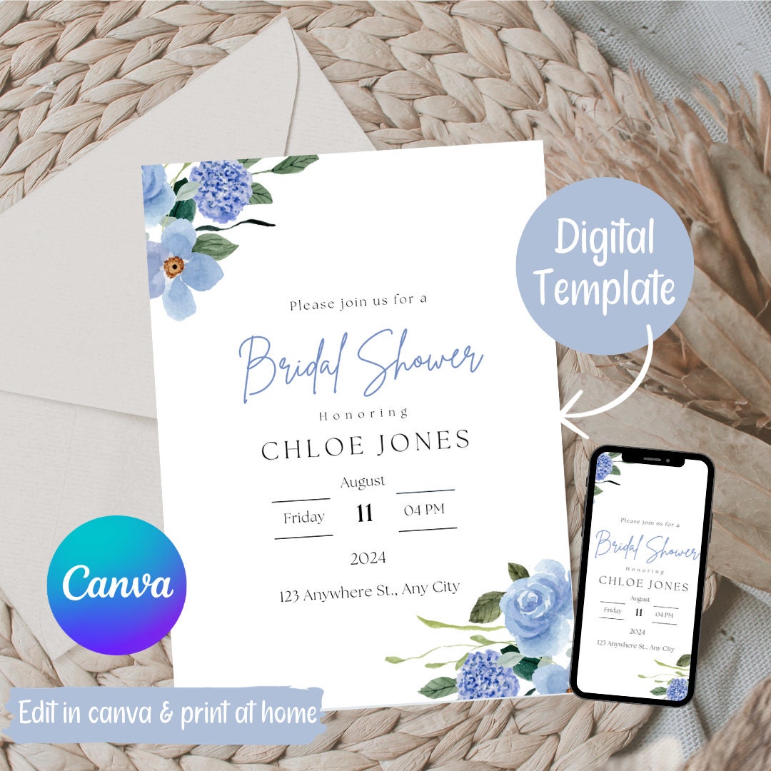 EDITABLE Bridal Shower Invitation, Digital Bridal Shower Invitation ...