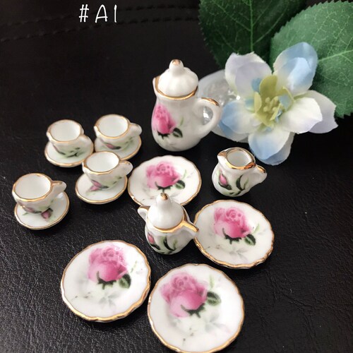 Miniature Flower Tea Set Fairy Garden Accessories Woodland - Etsy