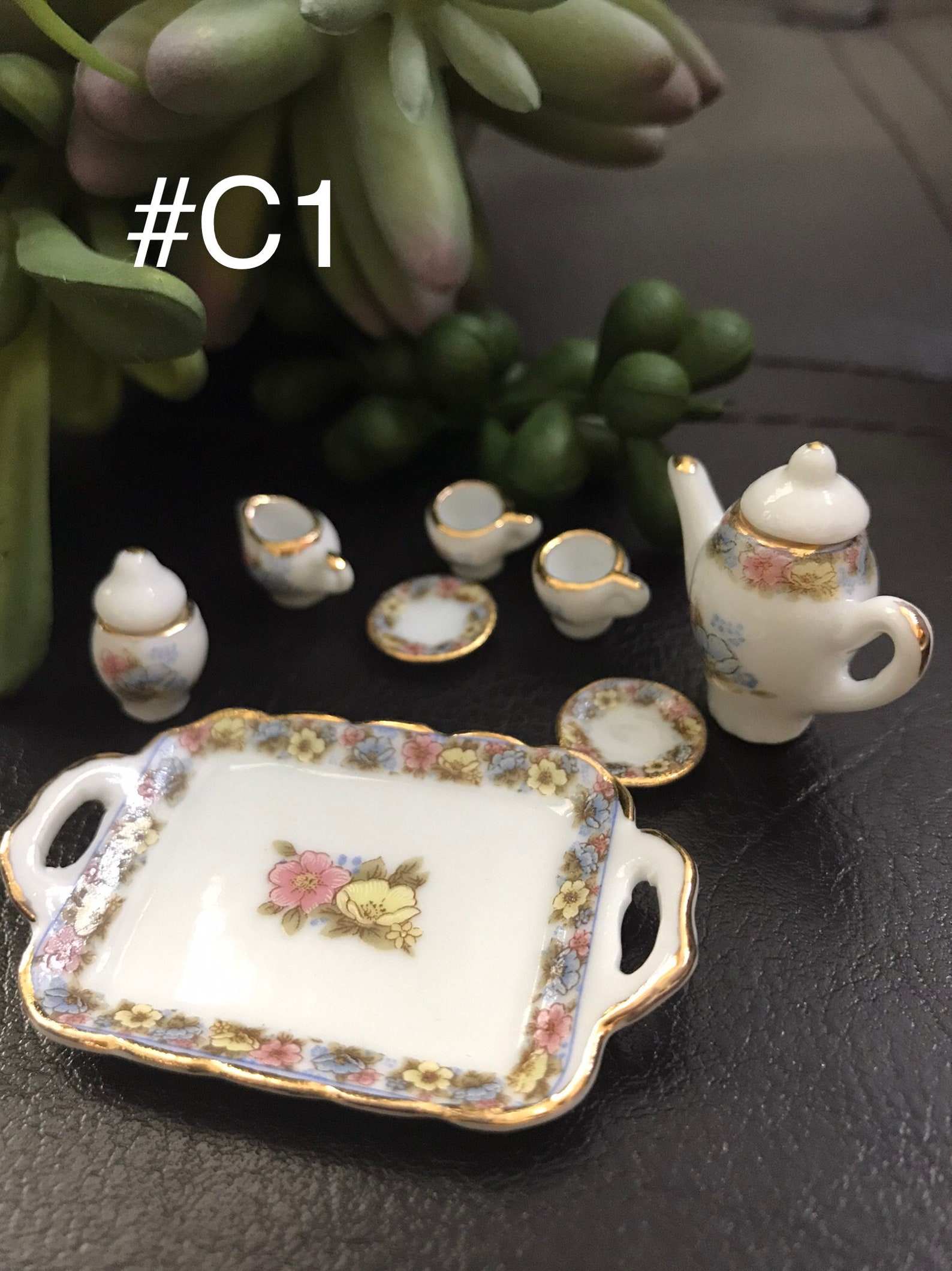 Miniature porcelain tea set | Etsy
