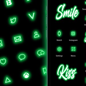 Neon Green Ios14 Icon Set | 136 Icons and Backgrounds | iPhone Aesthetic | Widget Smith | Quote ...
