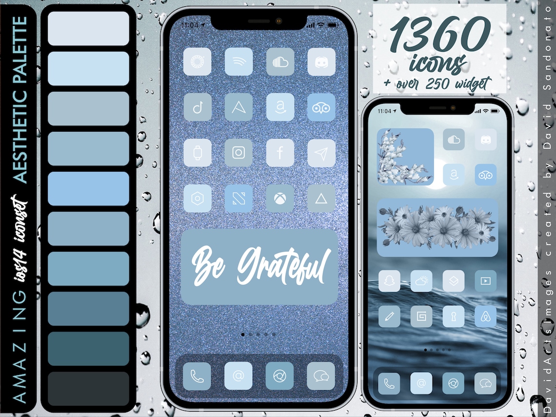 1360 Amazing BLUE Icon Set Aesthetic Palette Ios14 Light - Etsy