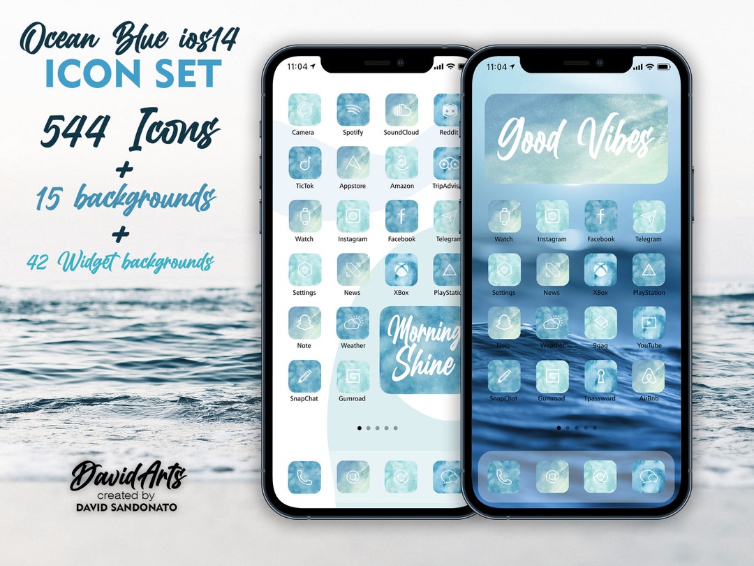 Ocean DARK Blue Ios14 Icon Set 544 Icons - 4 Different Styles for ...