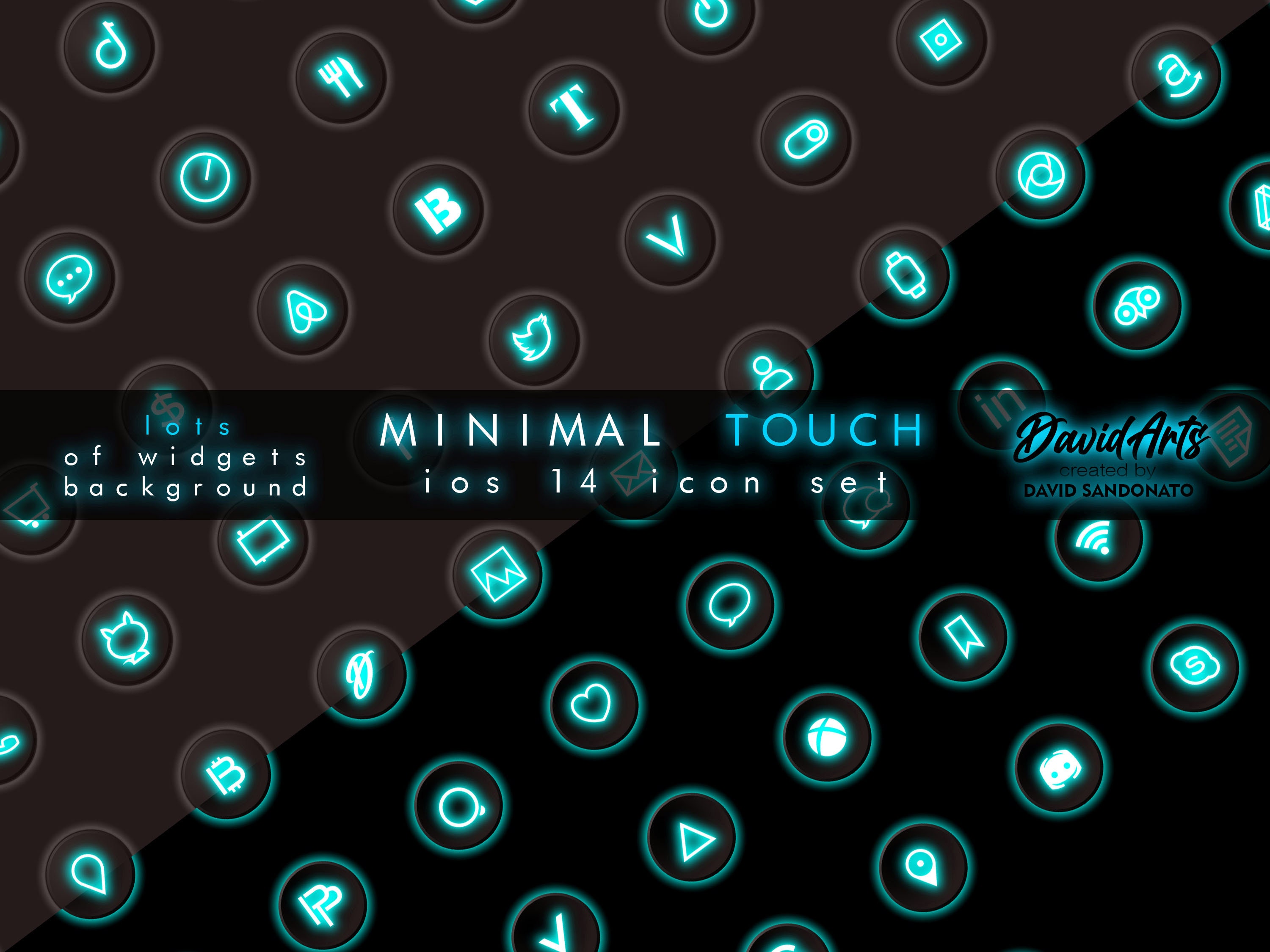 CYAN Minimal Touch NEON Ios14 Icon Set 272 Icons and Backgrounds ...
