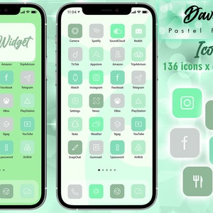 Pastel Fluo Green Ios14 Icon Set | 816 Icons - 6 Styles | iPhone Aesthetic | Widget Smith ...